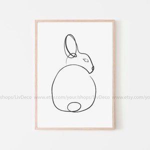 One Line Drawing Bunny, Rabbit, Continuous Line Art, Minimalist Wall ...