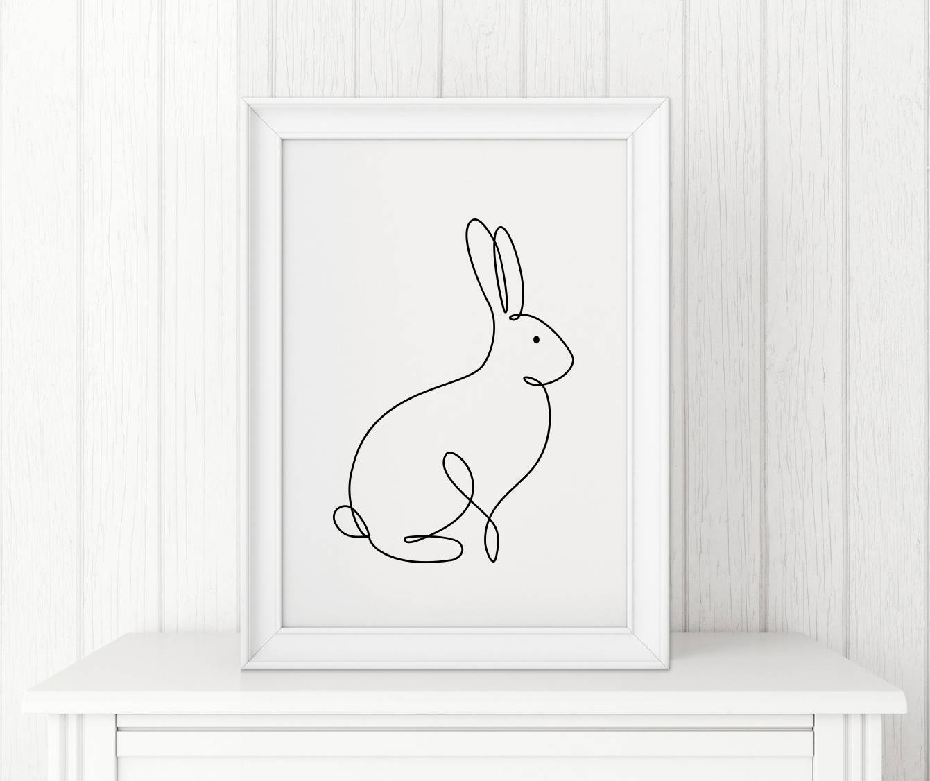 Rabbit Print, Bunny Poster, Contour Drawing, Abstract Animal, Modern ...