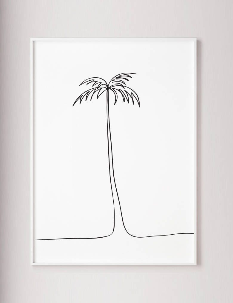 Palm Tree Print Single Line Drawing Abstract Palm Tropical | Etsy