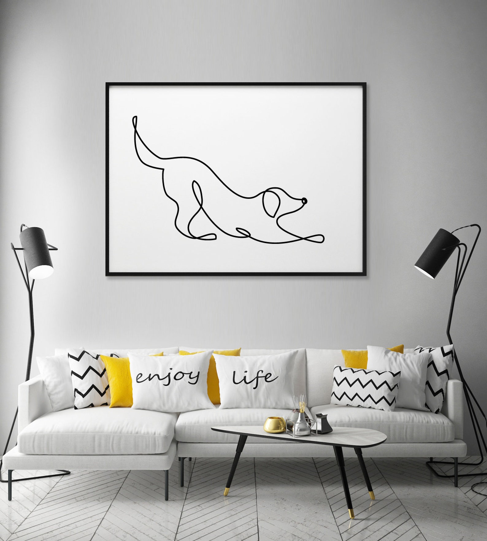 Abstract Dog Print Single Line Drawing Minimalistic Art - Etsy
