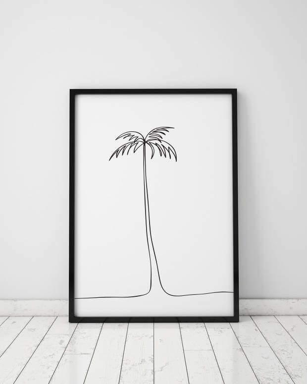 Palm Tree Print Single Line Drawing Abstract Palm Tropical | Etsy