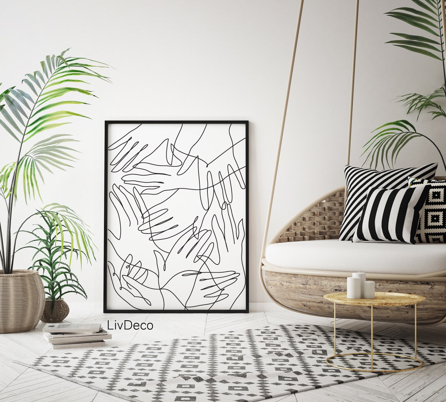 Abstract Hands Line Drawing Wall Art Print Minimalist - Etsy Israel