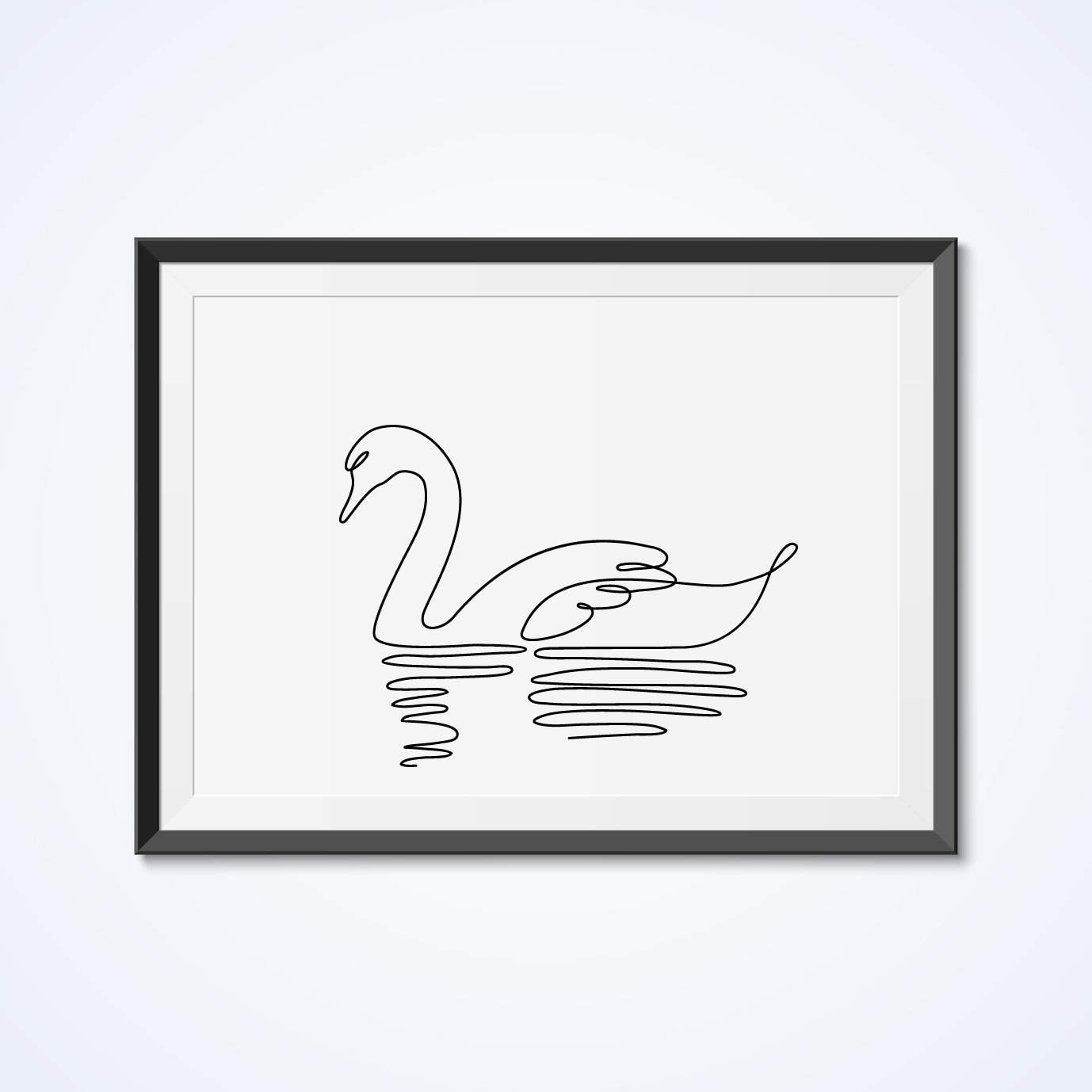 Swan Line Art Print Abstract Swan Wall Decor Minimalistic - Etsy