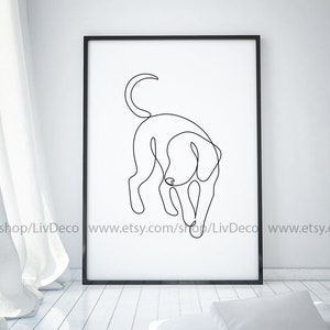 Dog Art, Minimalist Line Art, Dog Lover Gift, Sketch Art, One Line ...