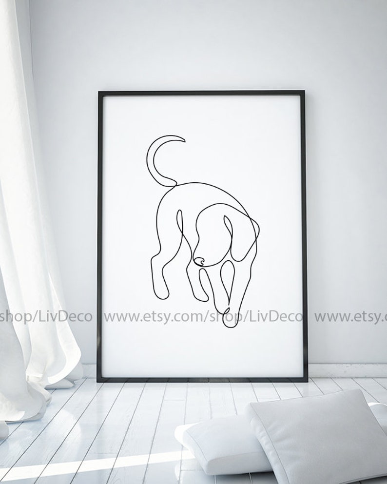 Dog Art Minimalist Line Art Dog Lover Gift Sketch Art One - Etsy