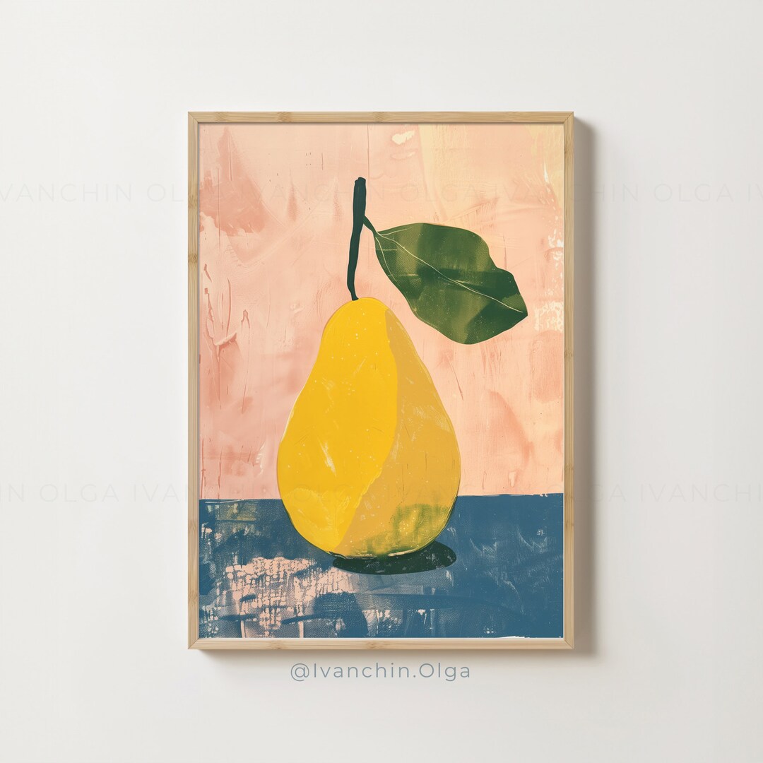 Pear Fruit Poster, Modern Kitchen Dining Room Art, Kitchen Still Life ...
