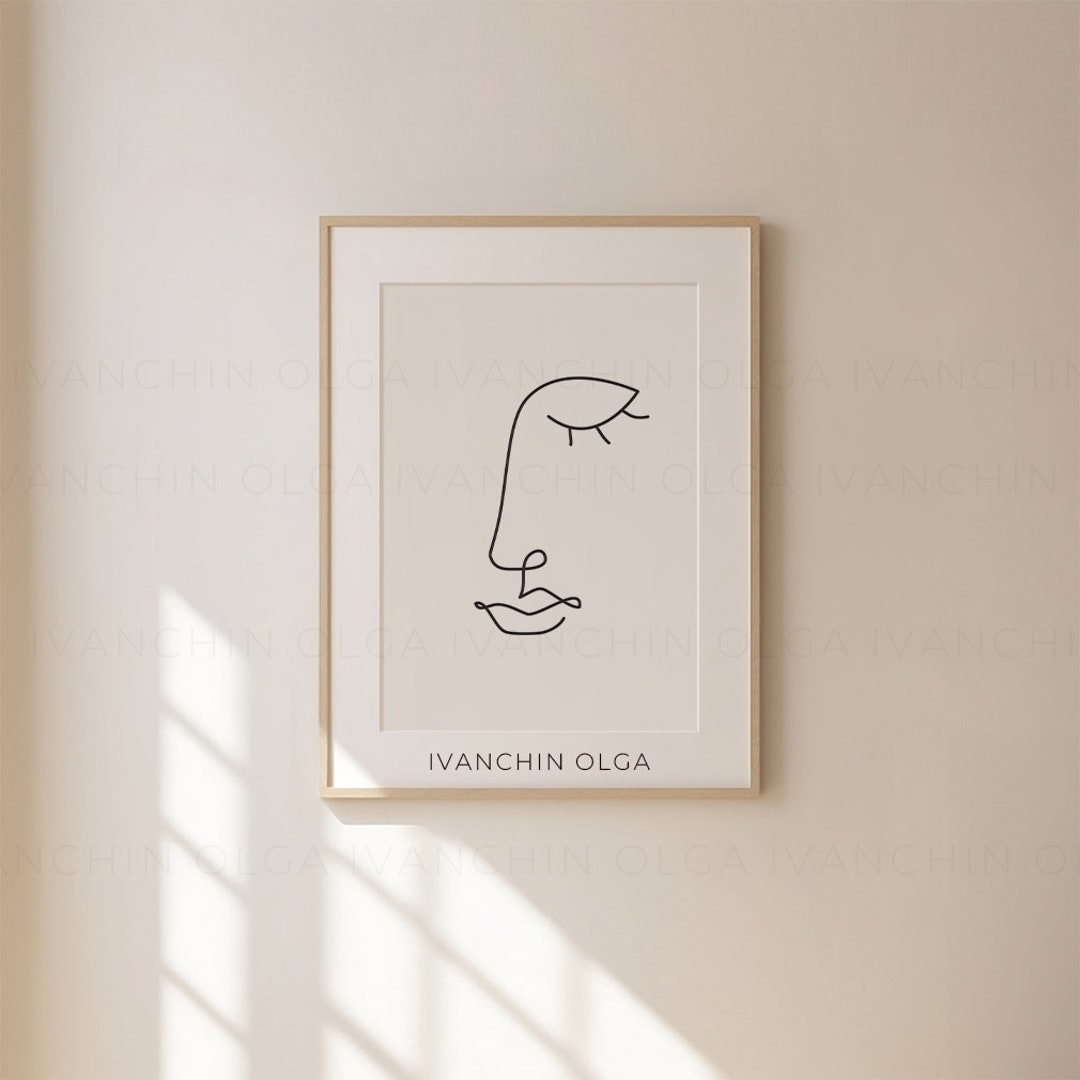Abstract Line Art Portrait, One Line Drawing Poster, Minimalist Art ...