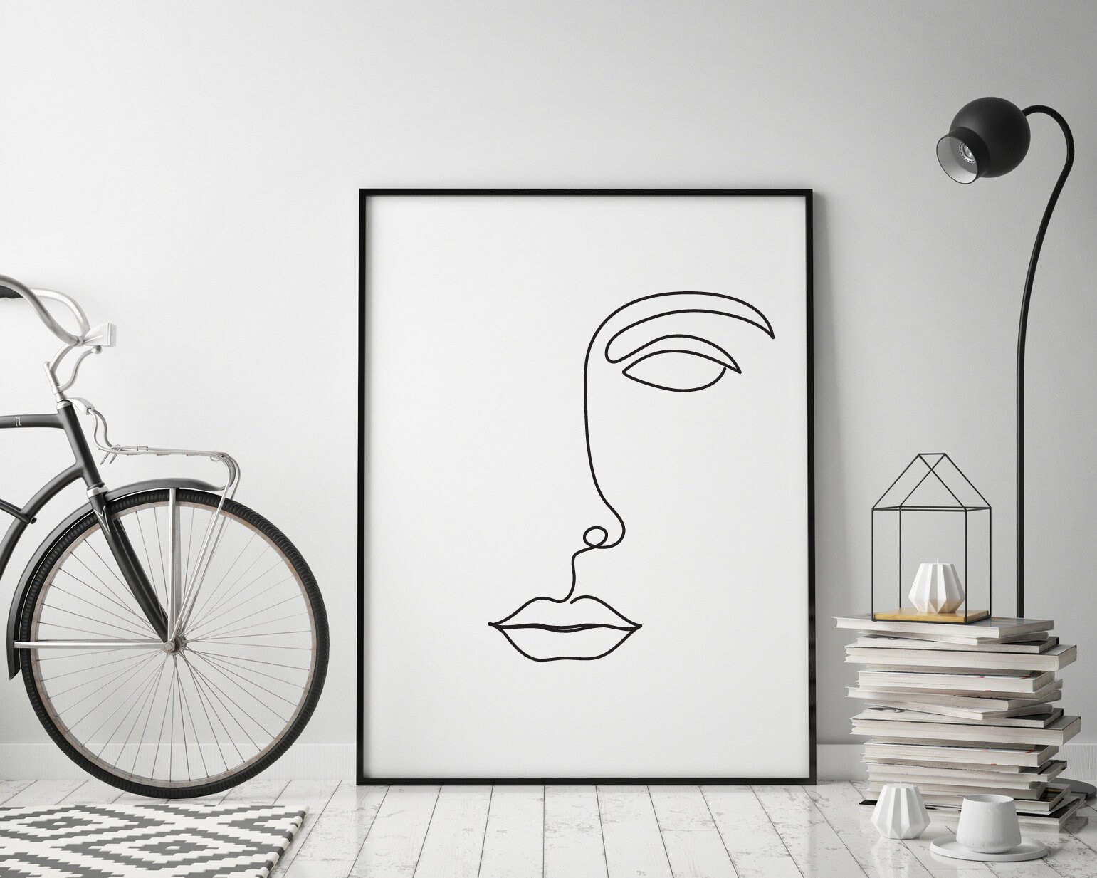 Abstract Face, Single Line Drawing, Prntable Wall Art, Minimalist Line ...
