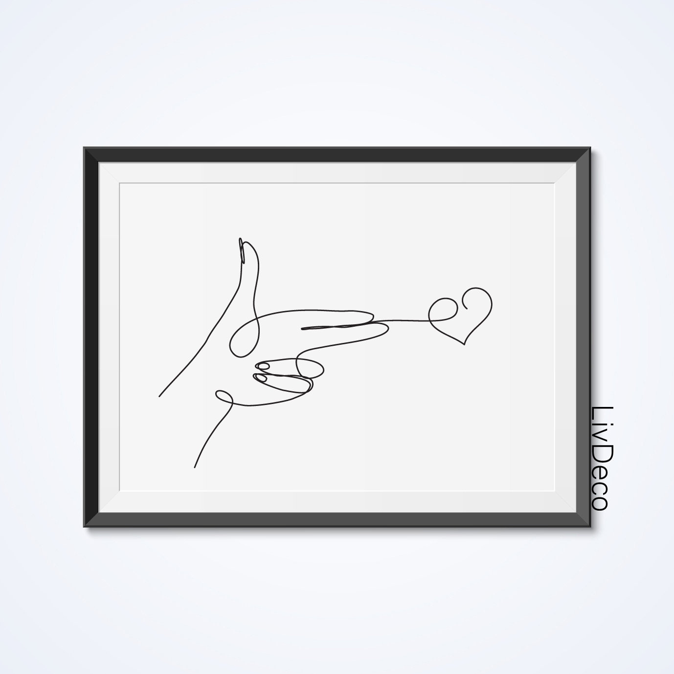 Hand Gun Gesture Shoots Heart One Line Drawing Valentines - Etsy Israel