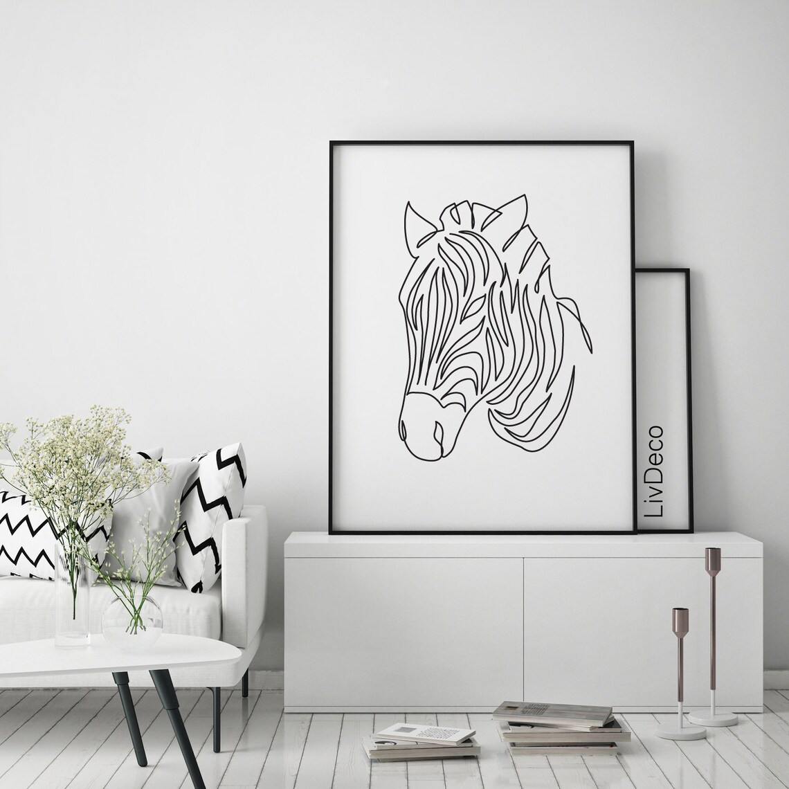 Zebra One Line Drawing Art. Printable Wall Decor, Minimalist Art ...