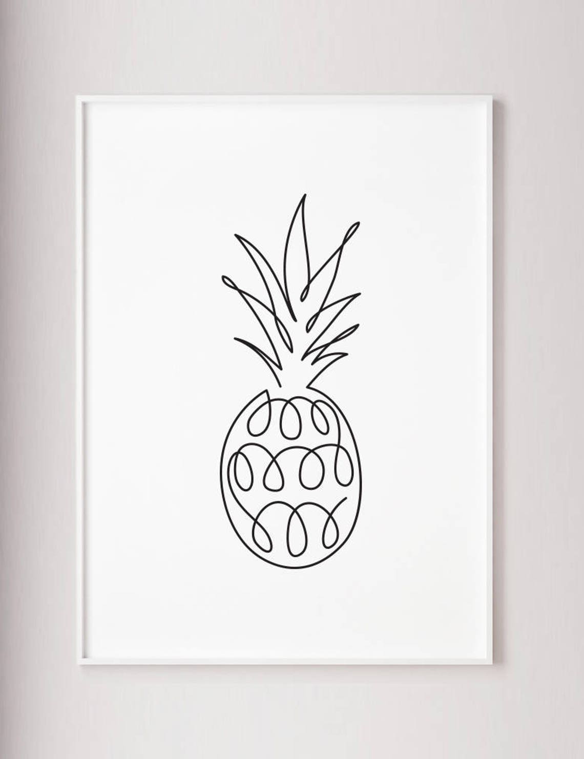 Pineapple Print Pineapple Wall Art Abstract Line Art One | Etsy