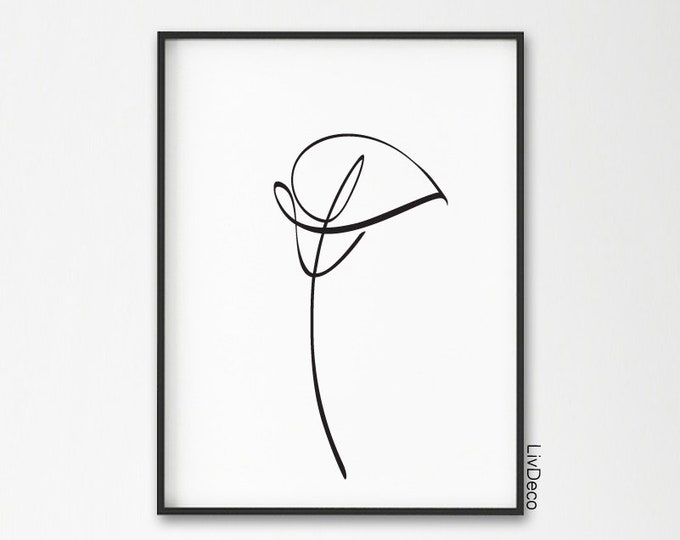 Calla Lily Flower Line Drawing Wall Printable Art One Line - Etsy