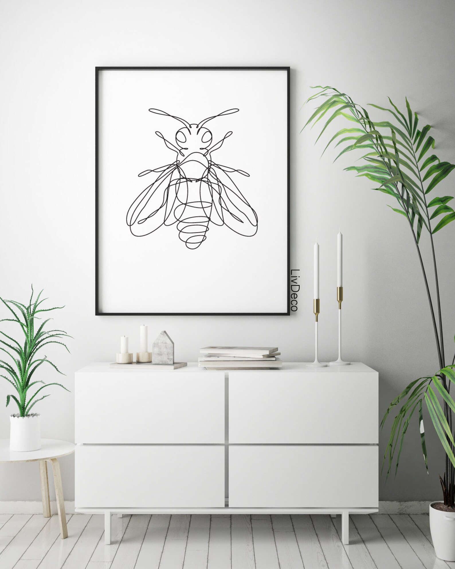 Bee One Line Drawing Bumble Bee Wall Print Abstract Insect - Etsy Israel