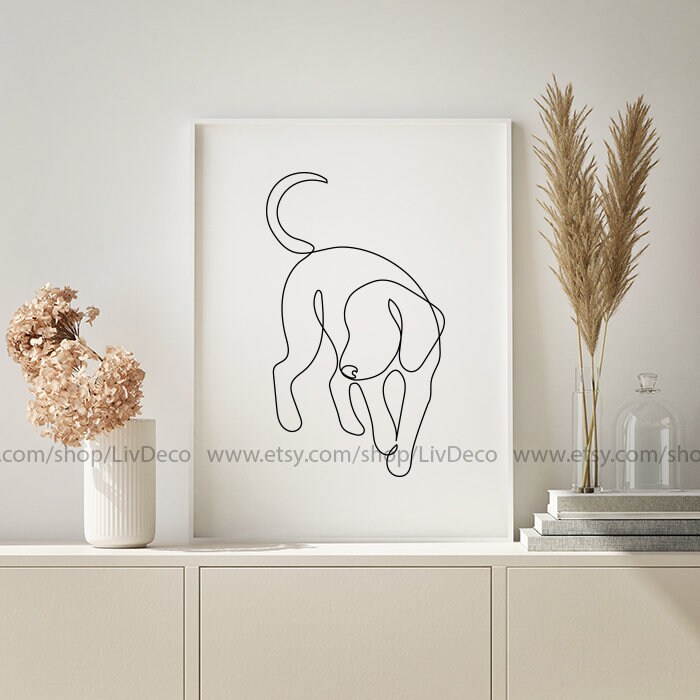 Dog Art Minimalist Line Art Dog Lover Gift Sketch Art One - Etsy