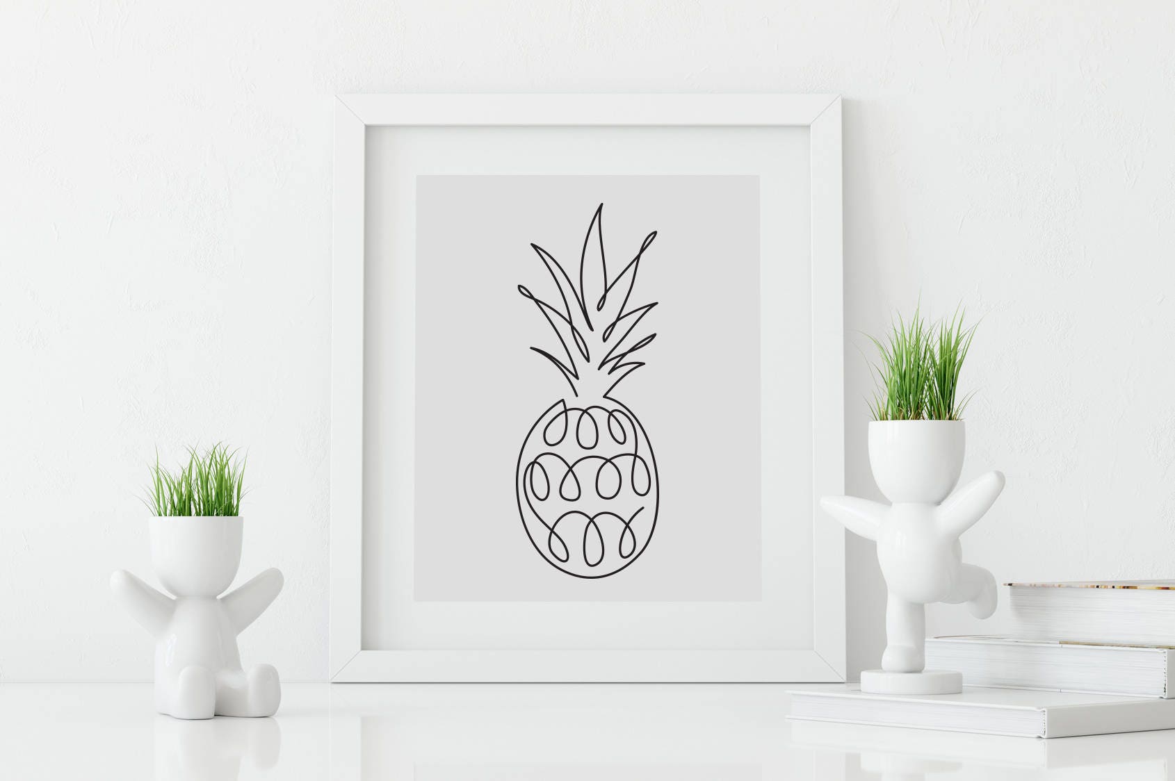 Pineapple Print Pineapple Wall Art Abstract Line Art One - Etsy Australia