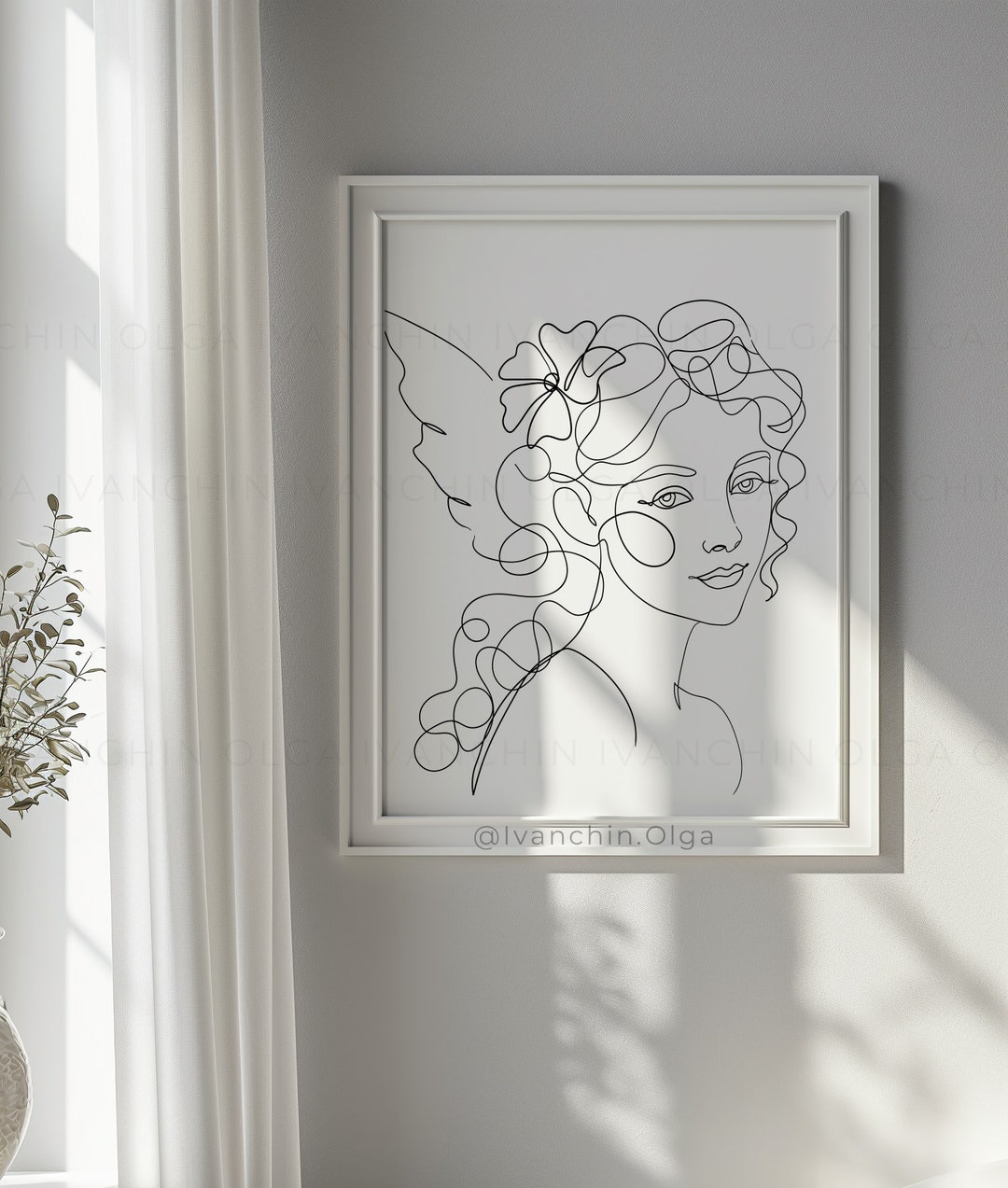 Angel One Line Drawing Art. Minimalist Line Art Poster. Guardian Angel ...