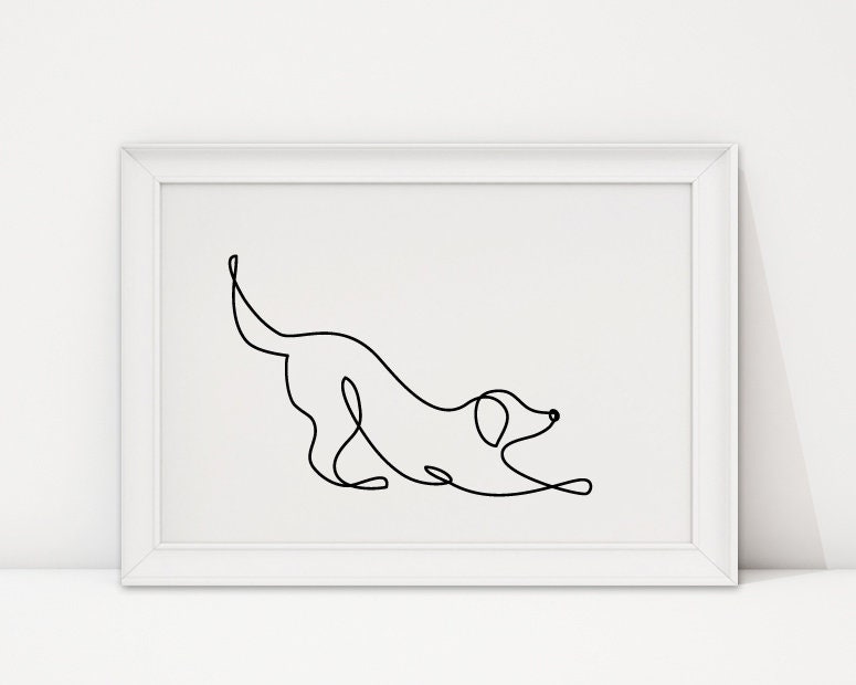 Abstract Dog Print Single Line Drawing Minimalistic Art - Etsy