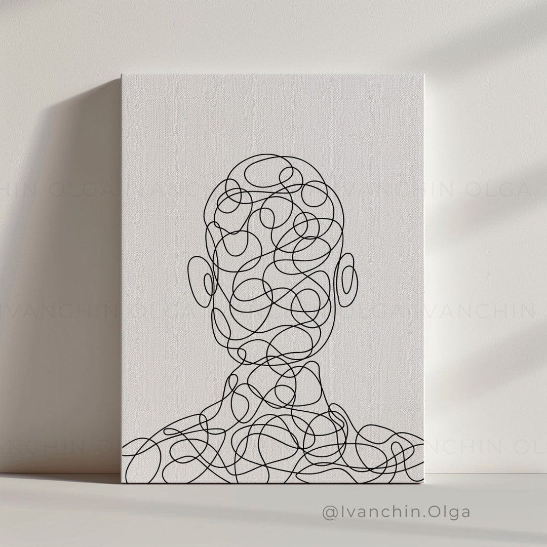 Abstract One Line Drawing Portrait. Minimalist Line Art Poster. Japandi ...