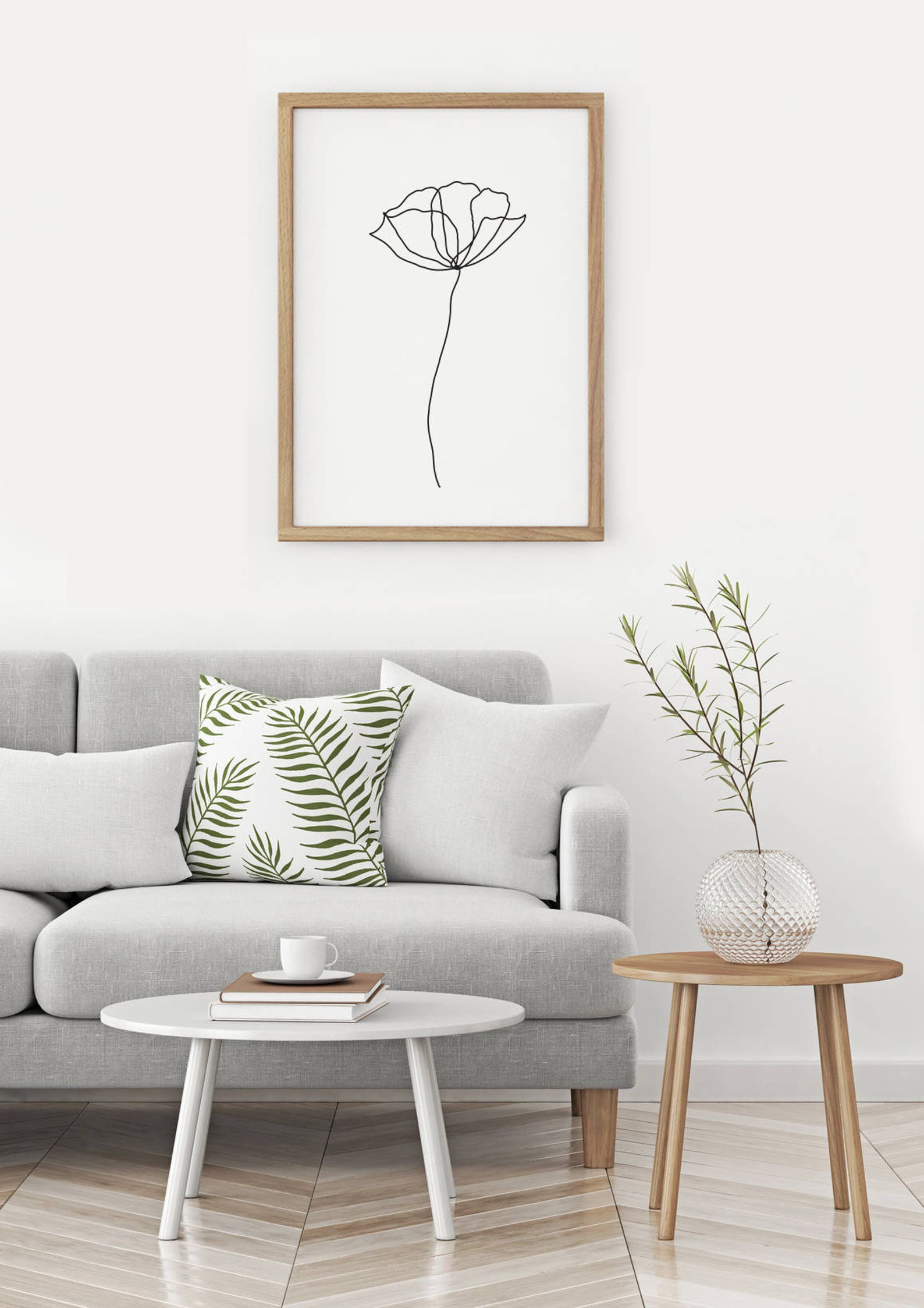 Poppy flower wall line art print Minimalist modern art decor | Etsy