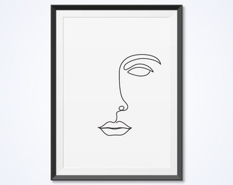 Abstract Face Single Line Drawing Line Art Wall Decor | Etsy