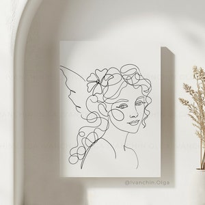 Angel One Line Drawing Art. Minimalist Line Art Poster. Guardian Angel ...