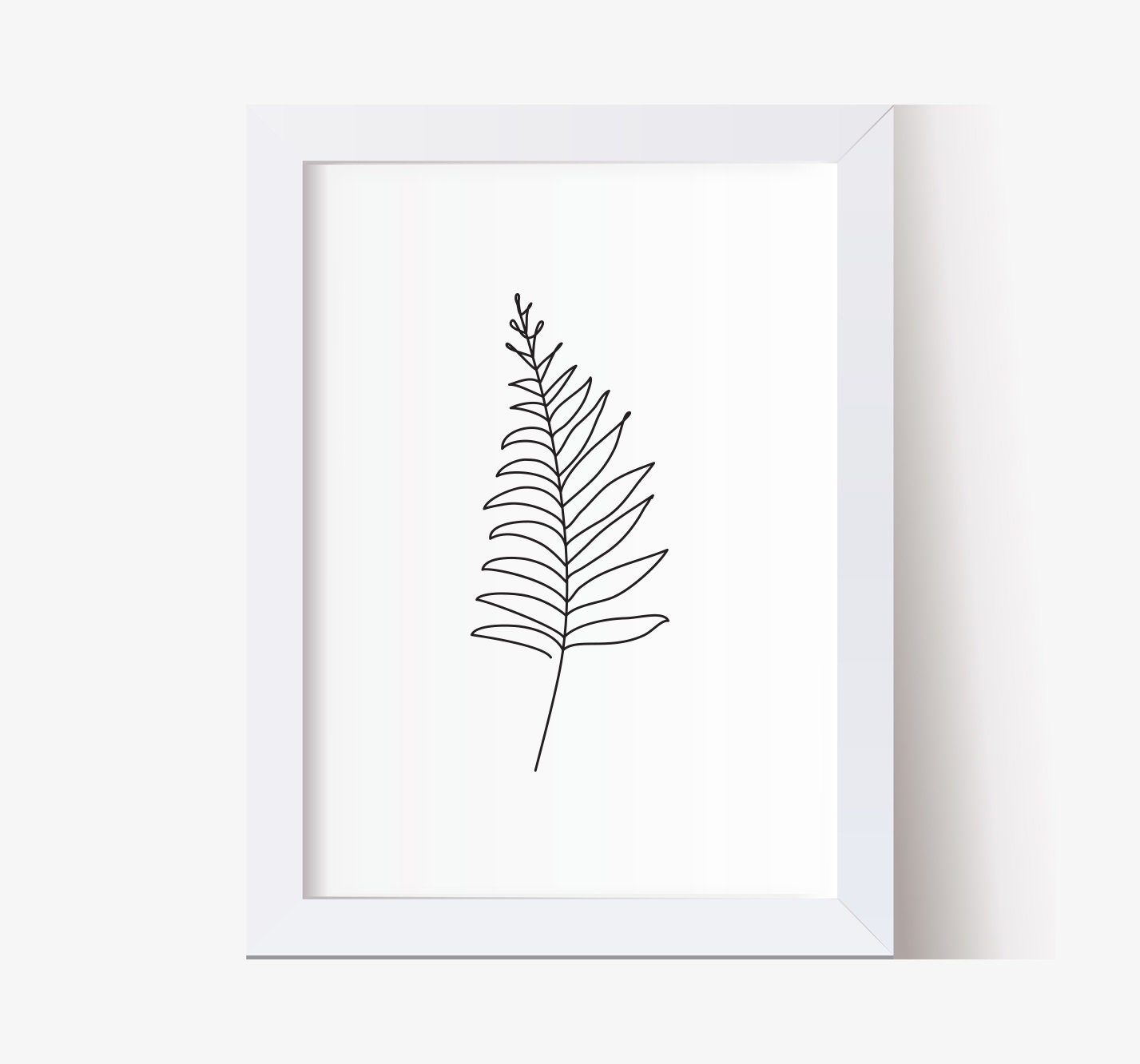 Fern leaf wall art decor. Line art print Abstract Botanic | Etsy