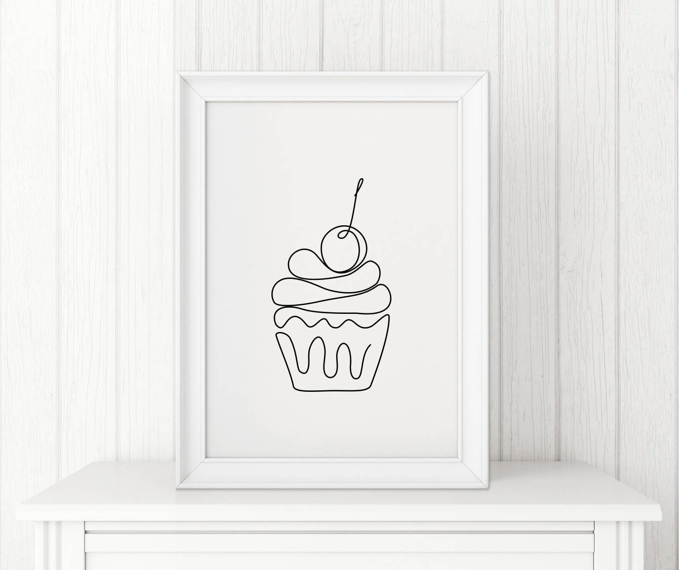 Abstract Cake One Line Drawing Minimalist Wall Art Decor | Etsy