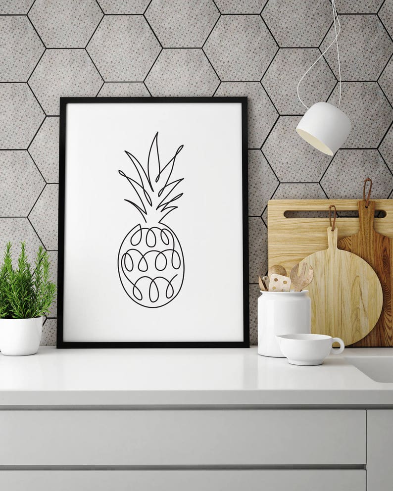 Pineapple Print Pineapple Wall Art Abstract Line Art One - Etsy Australia
