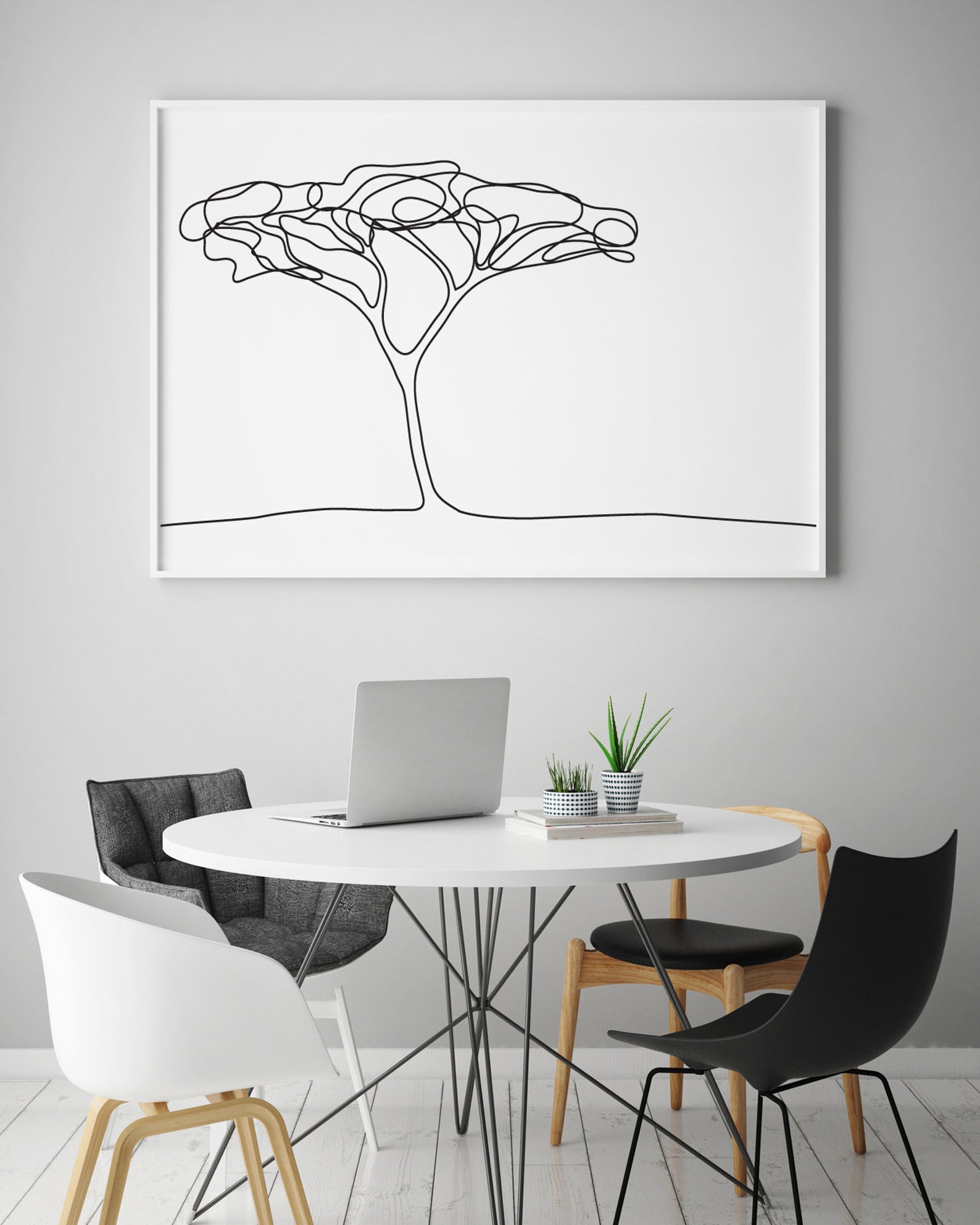 Abstract Tree Print Single Line Drawing Minimalistic Wall - Etsy
