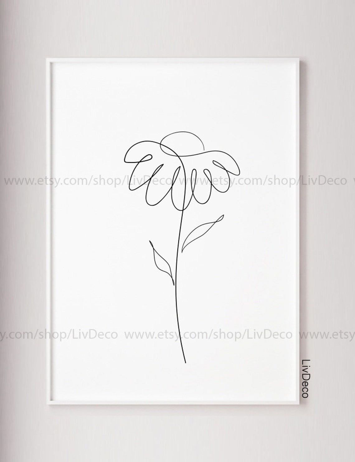 Daisy Flower One Line Drawing Art Floral Artwork Botanical | Etsy
