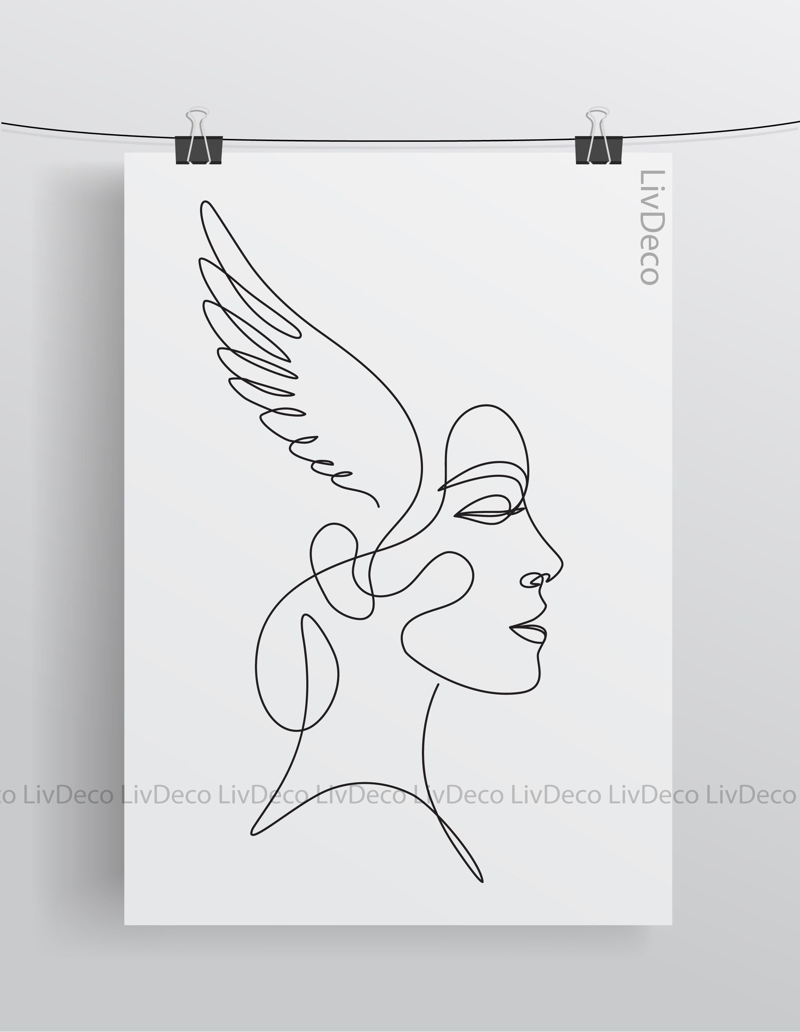 Woman With Wings One Line Drawing Art Muse Brings Inspiration Wall ...