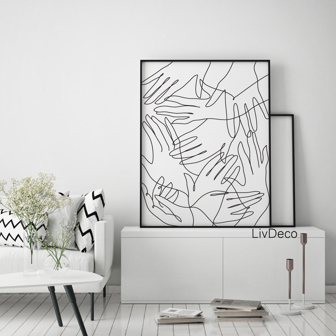 Abstract Hands Line Drawing Wall Art Print Minimalist - Etsy Israel