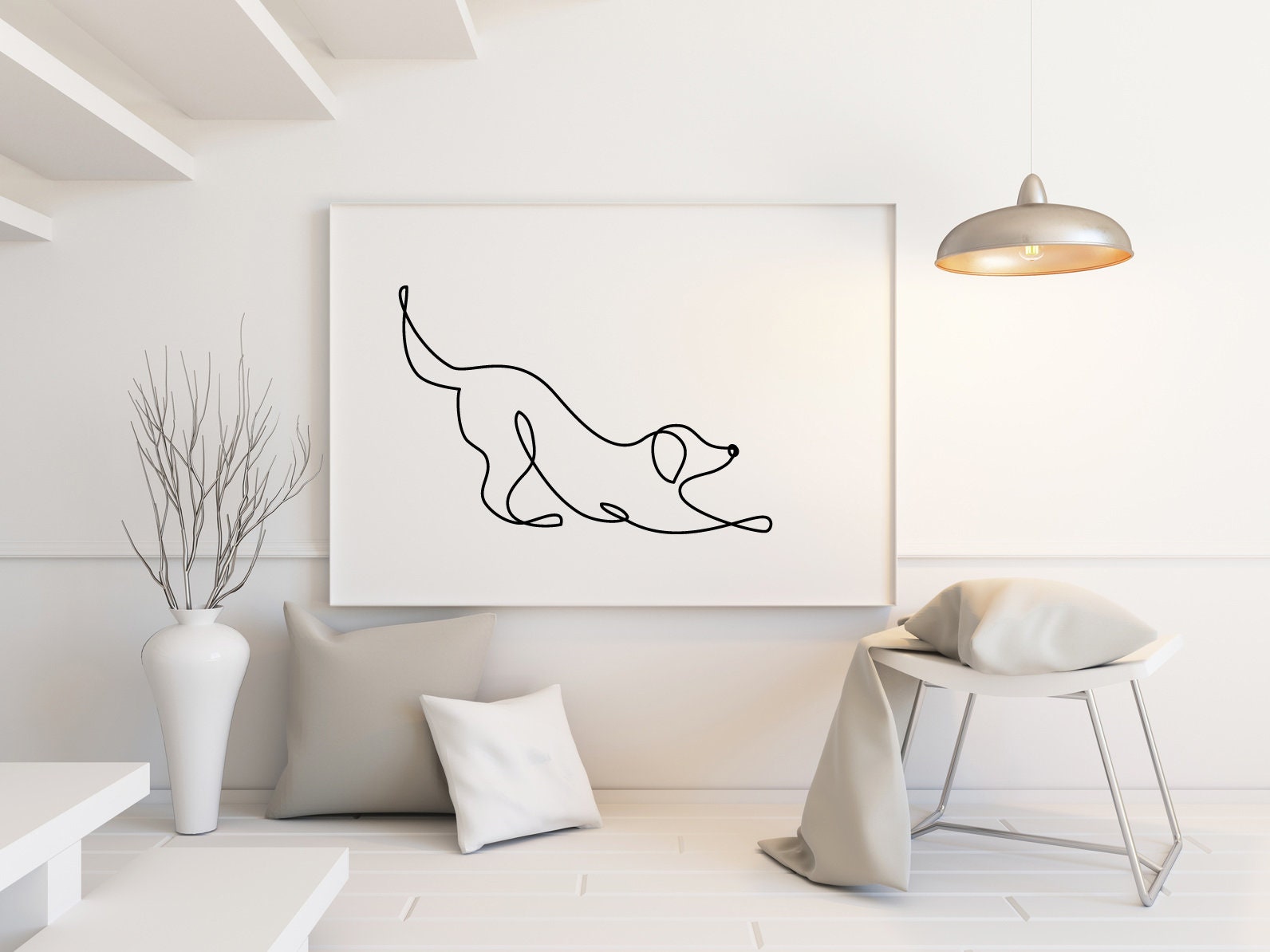 Abstract Dog Print Single Line Drawing Minimalistic Art - Etsy