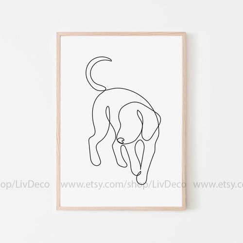 Dog Art Minimalist Line Art Dog Lover Gift Sketch Art One - Etsy