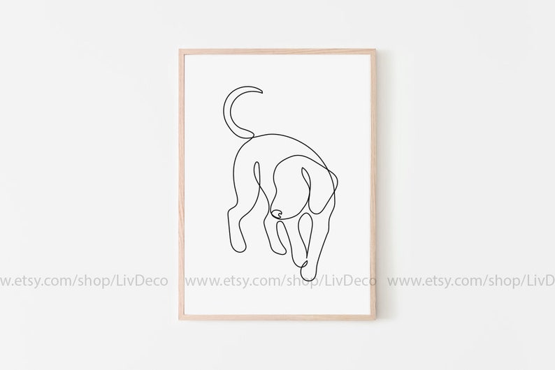 Dog Art Minimalist Line Art Dog Lover Gift Sketch Art One - Etsy
