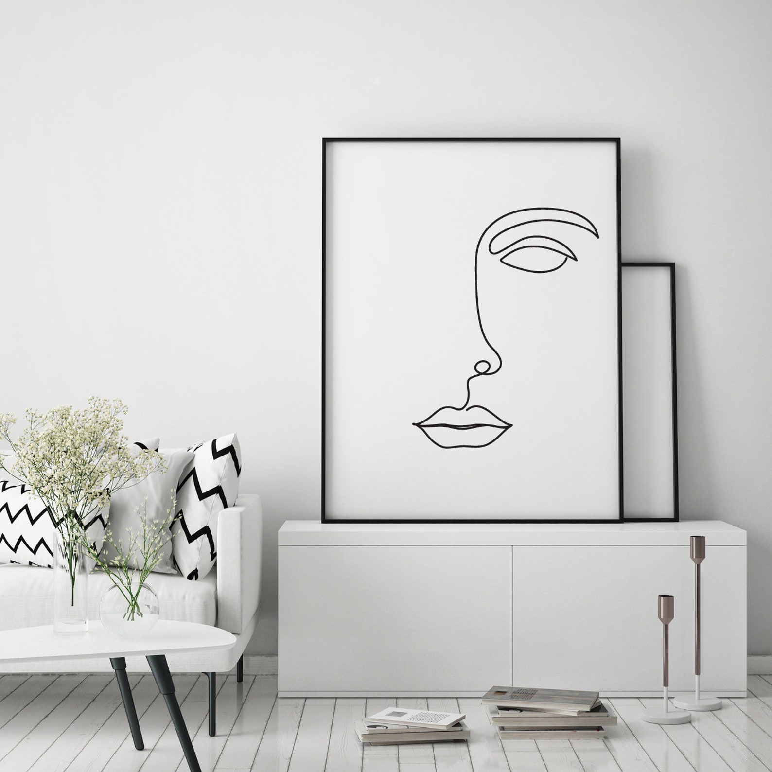 Abstract Face Single Line Drawing Prntable Wall Art - Etsy