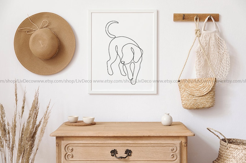 Dog Art Minimalist Line Art Dog Lover Gift Sketch Art One - Etsy