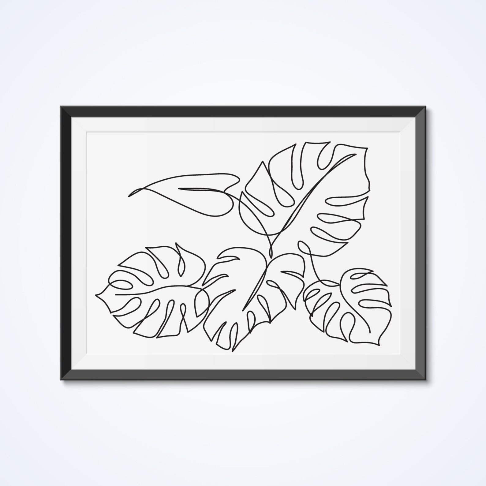 Monstera Plant Printable Line Art, Tropic Leaves Print, Abstract ...
