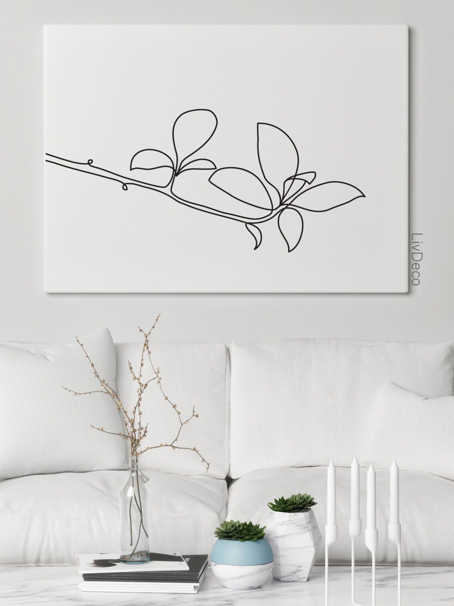 Abstract Leaves Printable Wall Decor, Minimalist Art, Botanic One Line ...