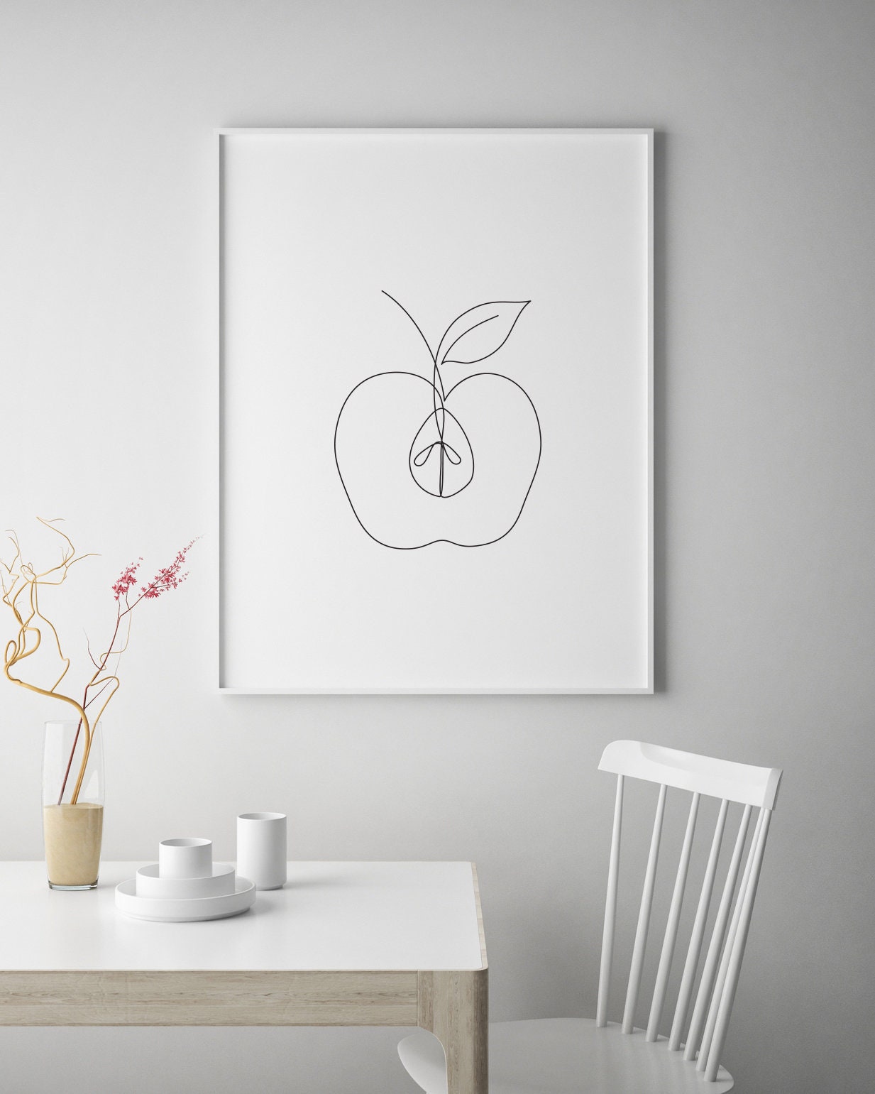 Apple Fruit Print, Apple Abstract Art, Apple Wall Decor, Minimalist ...