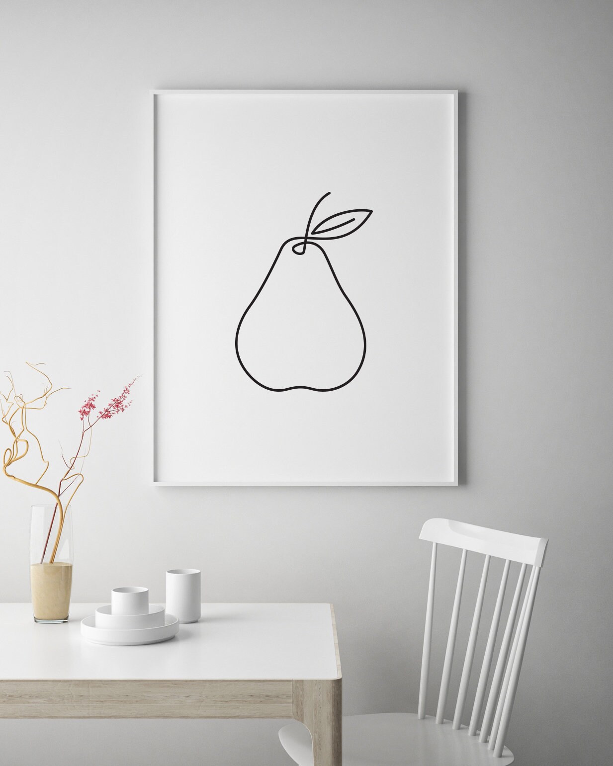 Abstract Pear Fruit Line Art Pear Wall Art Minimalist | Etsy
