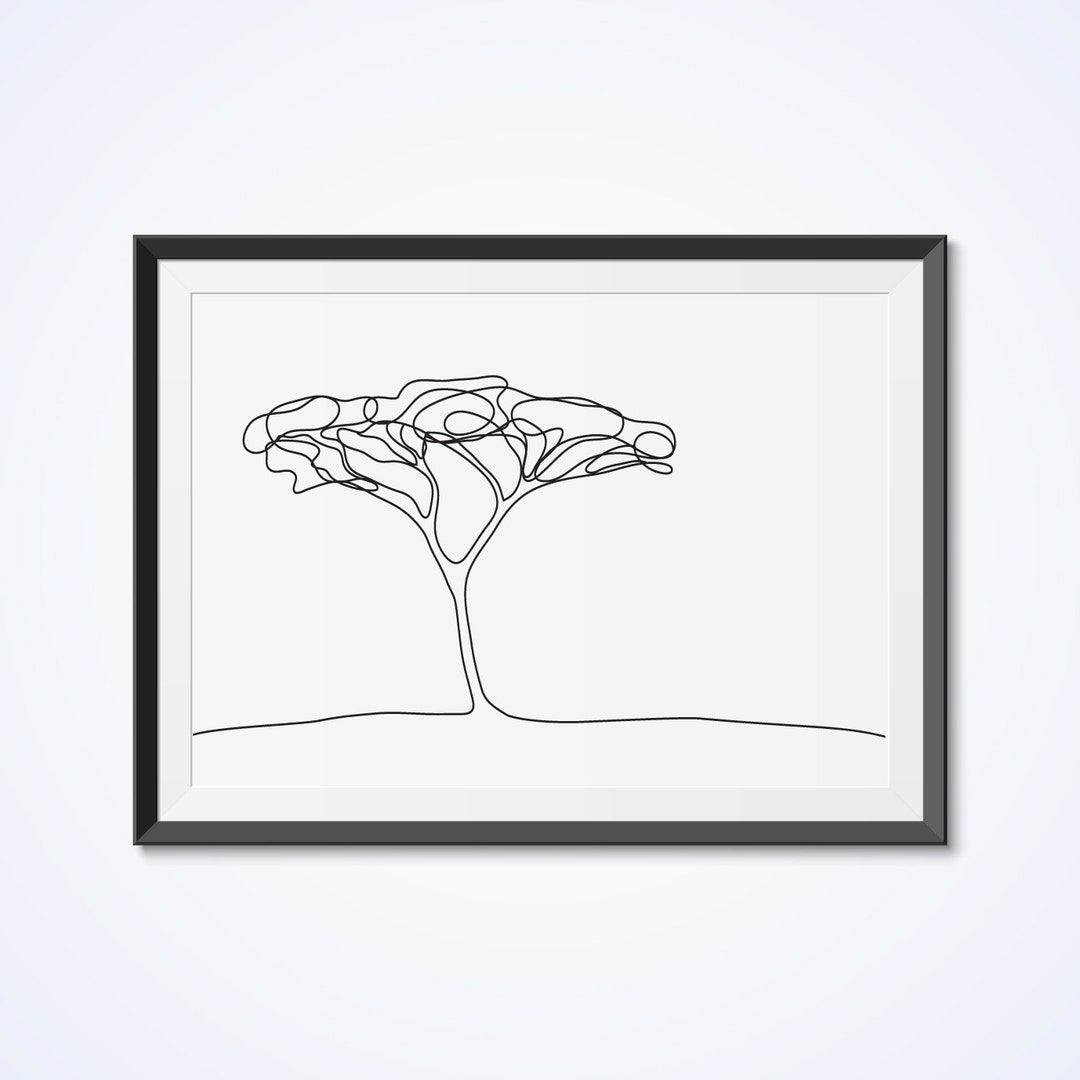 Abstract Tree Print, Single Line Drawing, Minimalistic Wall Decor, Line ...