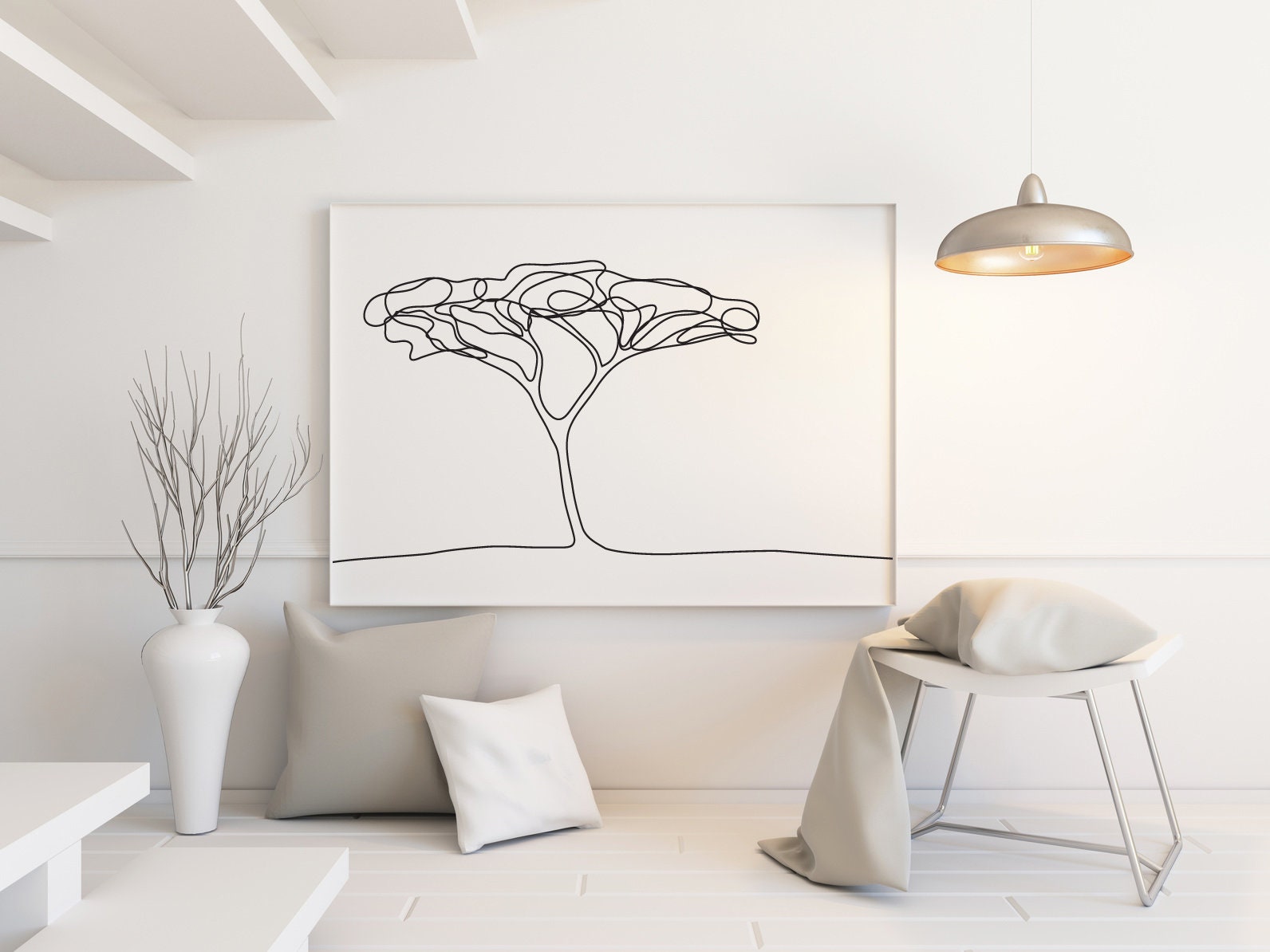 Abstract Tree Print Single Line Drawing Minimalistic Wall - Etsy