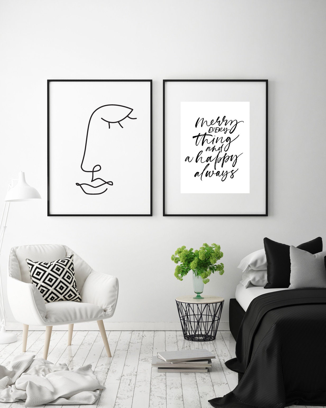 Abstract Line Art Portrait, One Line Drawing Poster, Minimalist Art ...
