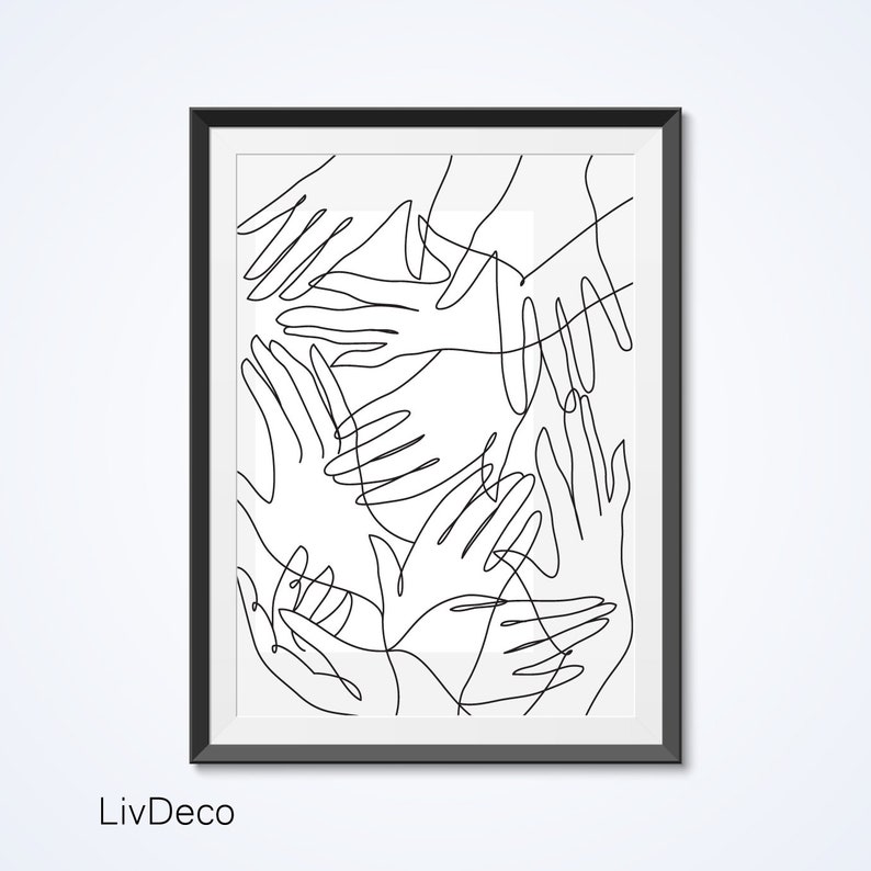 Abstract Hands Line Drawing Wall Art Print Minimalist - Etsy Israel