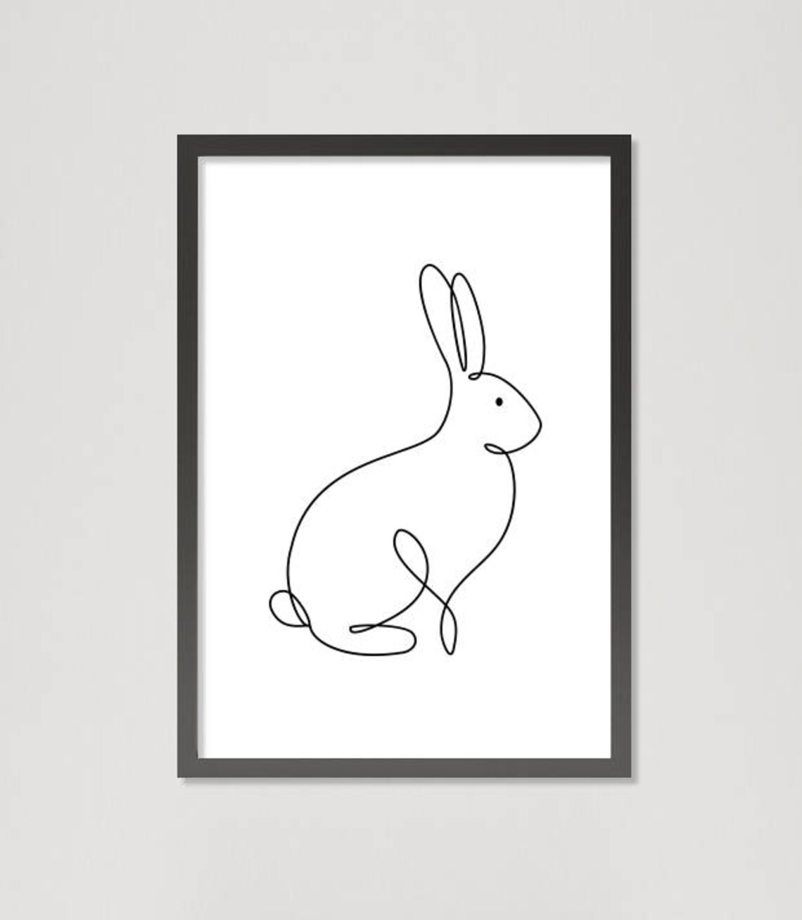 Rabbit Print Bunny Poster Contour Drawing Abstract Animal - Etsy