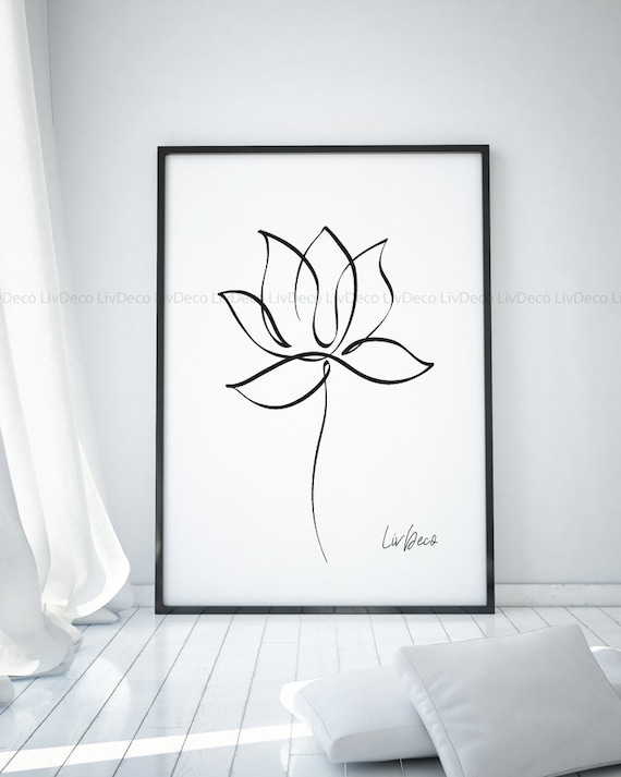 Lotus Flower Black And White Drawing