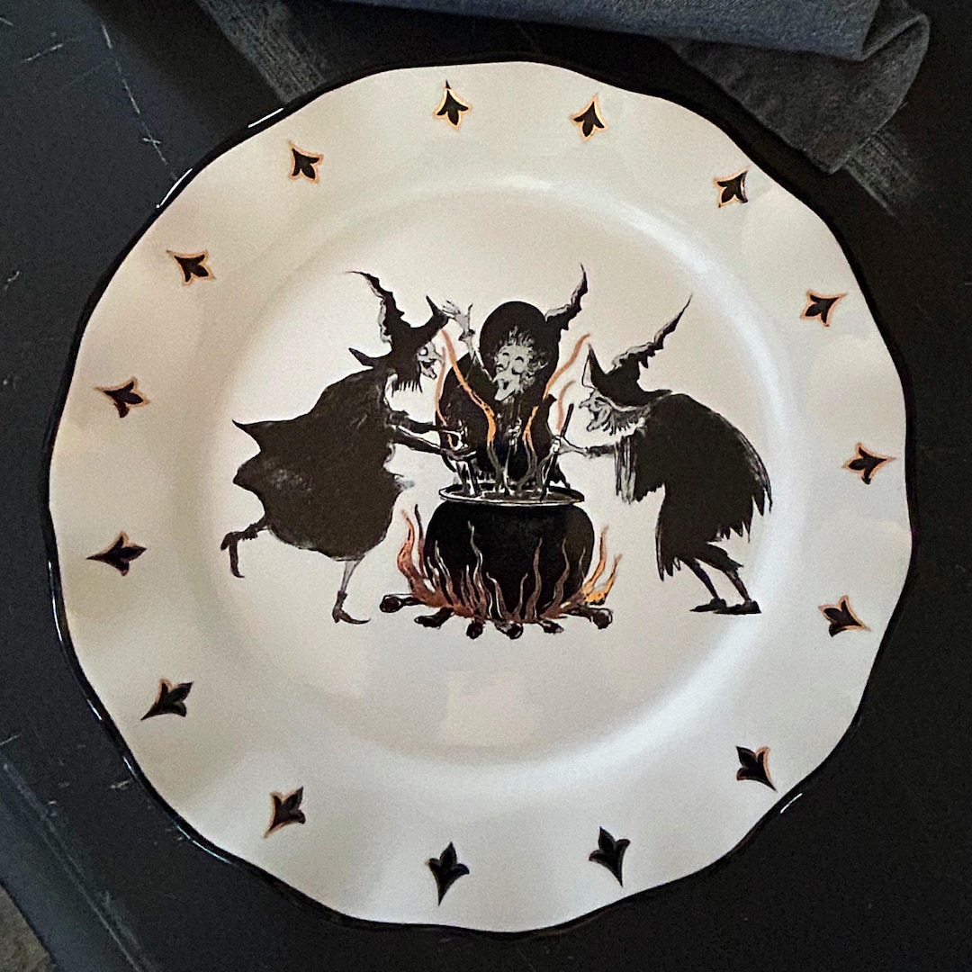 Witch Dinner Plates Set of 2 Potters Studio Witch Coven Plates Spooky ...
