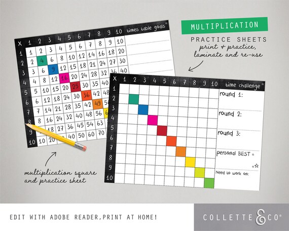 PRINTABLE multiplication number square, TIMES TABLES number block ...