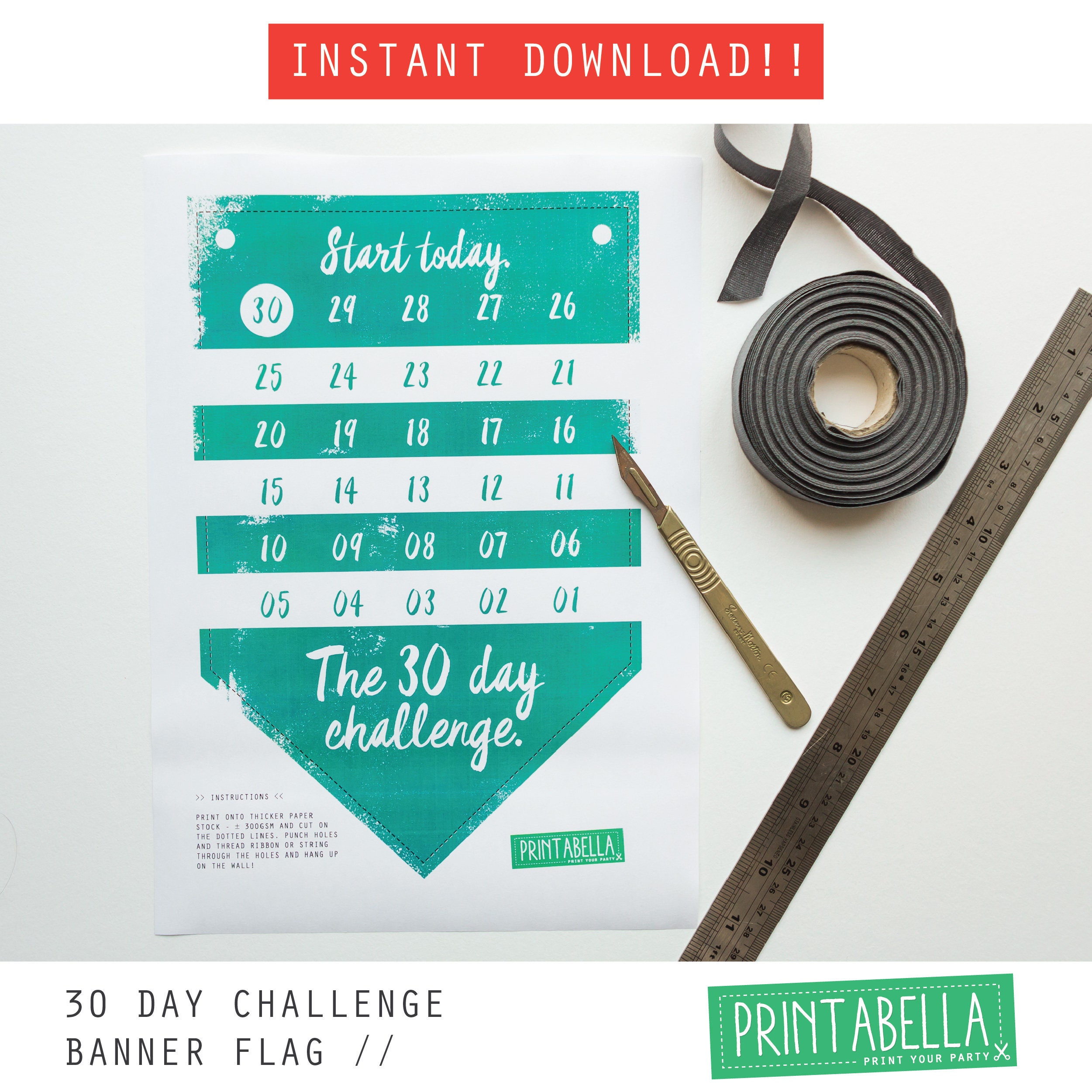 30 DAY CHALLENGE Printable Chart 30 Day Goals Habbit Tracker - Etsy